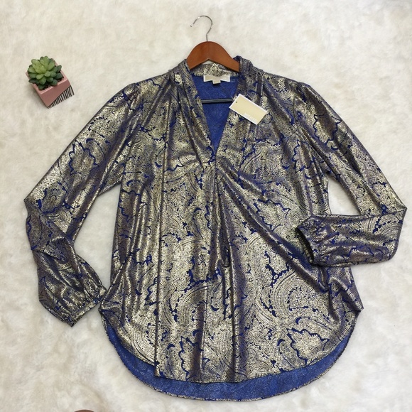 MICHAEL Michael Kors | Tops | Nwt Michael Michael Kors Blue Gold ...